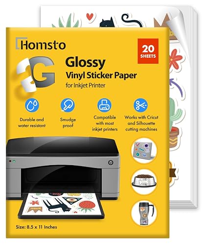 Printable Vinyl Sticker Paper for Inkjet Printer - Self Adhesive Glossy ...