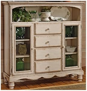 Amazon.com: Antique White Bakers Cabinet Rack w Four Drawers: Kitchen ...