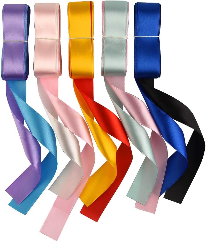 KUUQA 10 Pack Satin Ribbon Double Faced Ribbon Bundle Assorted Ribbon ...
