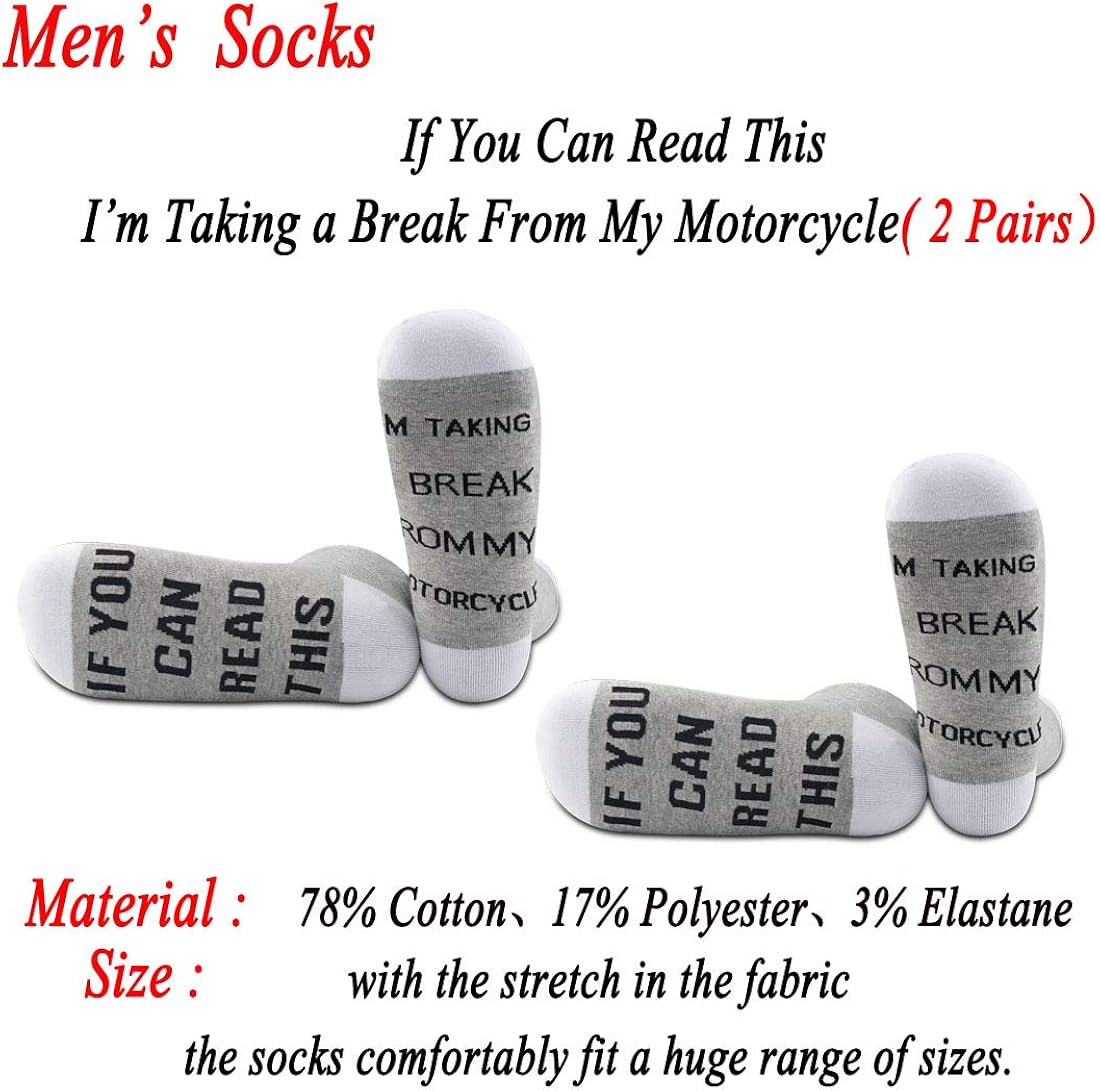 PYOUL 2 Pairs Motorcycle Socks Motorcycle Gift If You Can Read This I’m ...