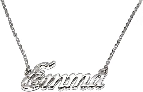 Amazon.com: Name Necklaces Emma - Personalized Necklace White Gold ...