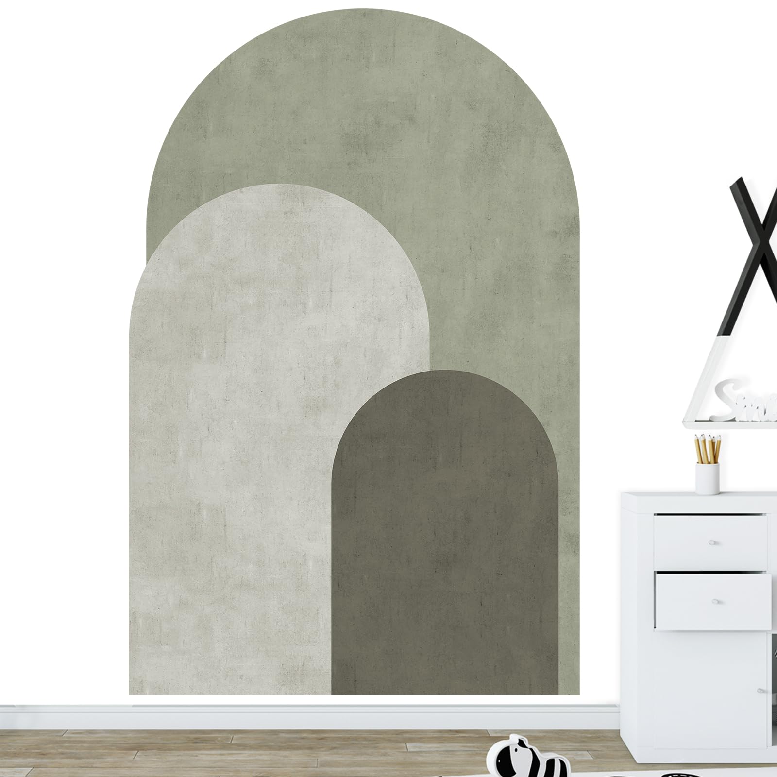 MotiMind Large Modern Arch Wall Decal Neutral Watercolor Headboard ...