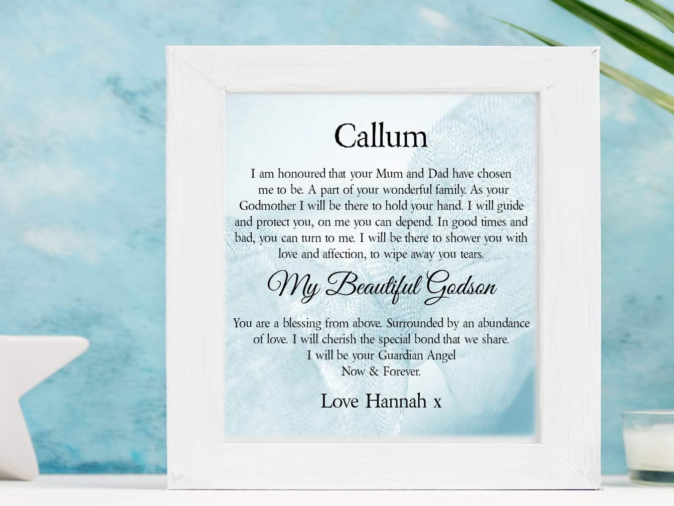 Godson Christening Framed Poem. Baptism Blessing Naming Ceremony ...