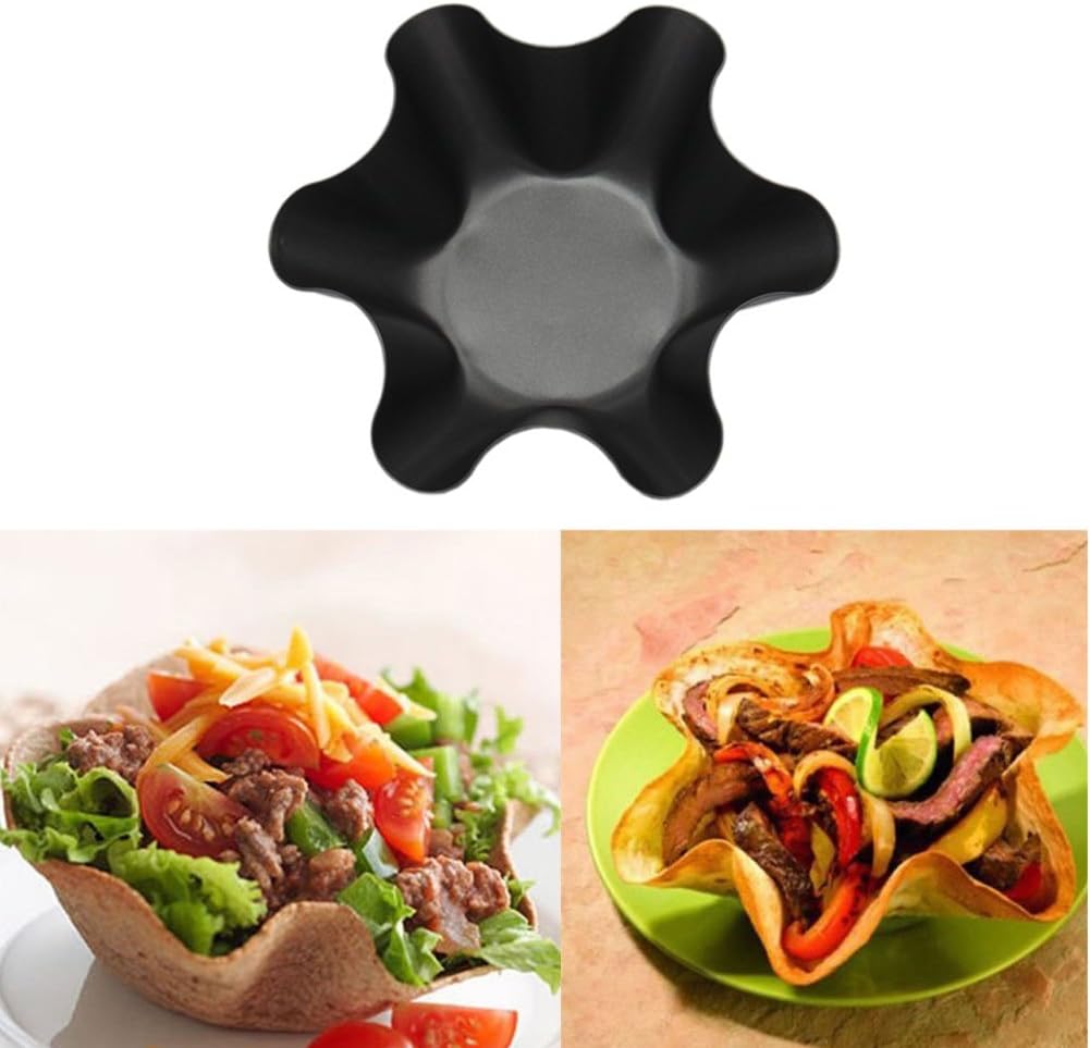 HINMAY Large Non-Stick Fluted Tortilla Shell Pans Taco Salad Bowl ...