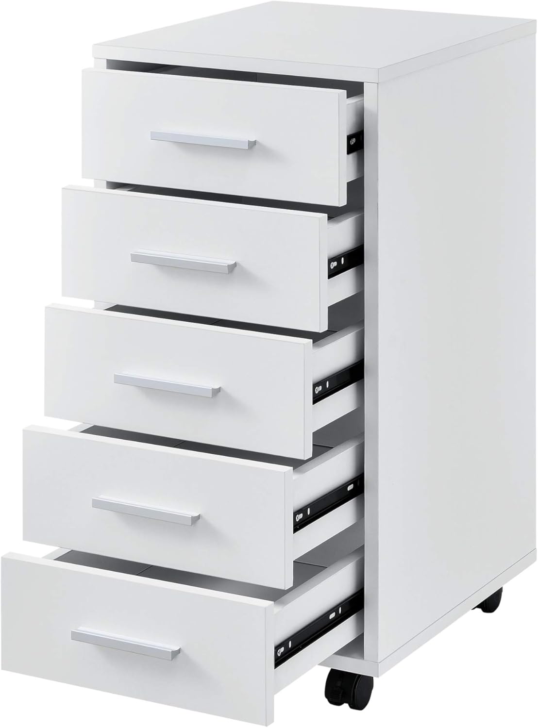 [en.casa] Rollcontainer mit 5 Schubladen Rollschrank Weiß Rollwagen ...