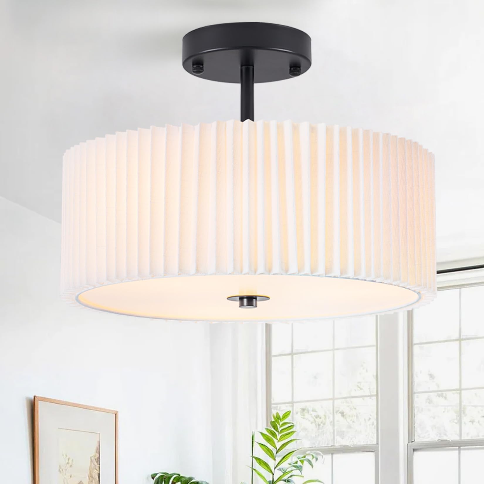 Bargeni Semi Flush Mount Ceiling Light,12.5 inch Ceiling Light Fixture ...