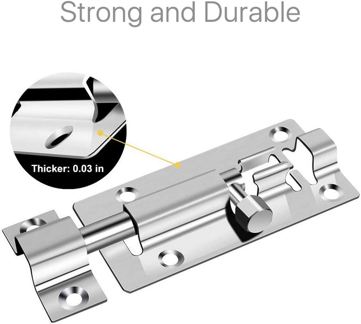 2 pcs 3 Inch Barrel Bolt Security Lock, Stainless Steel Slide Latch ...