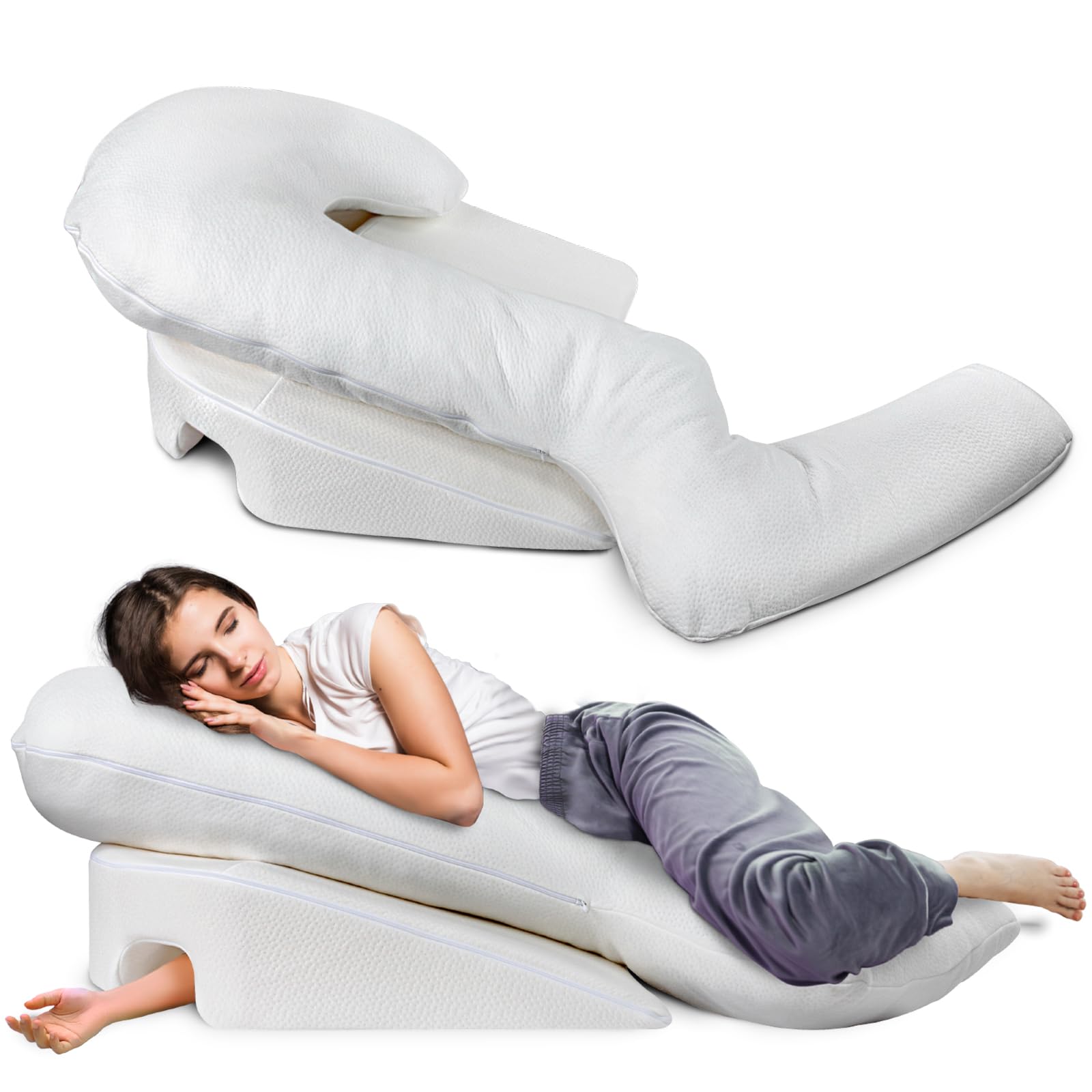 SAHEYER Side Sleeper Pillows With Arm Hole Shoulder Relief Wedge And