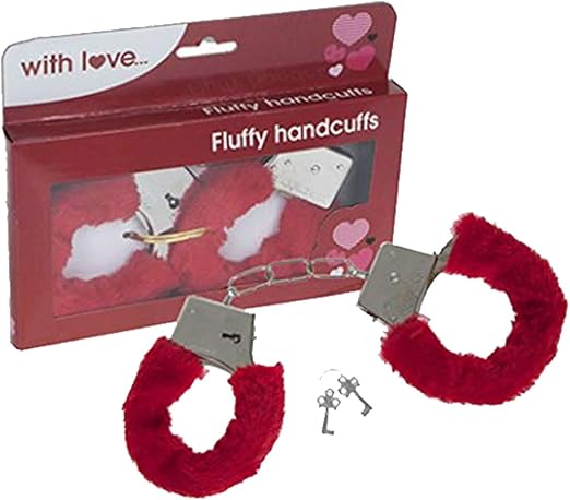 Red Fluffy Handcuff Toy with Key: Amazon.co.uk: Clothing