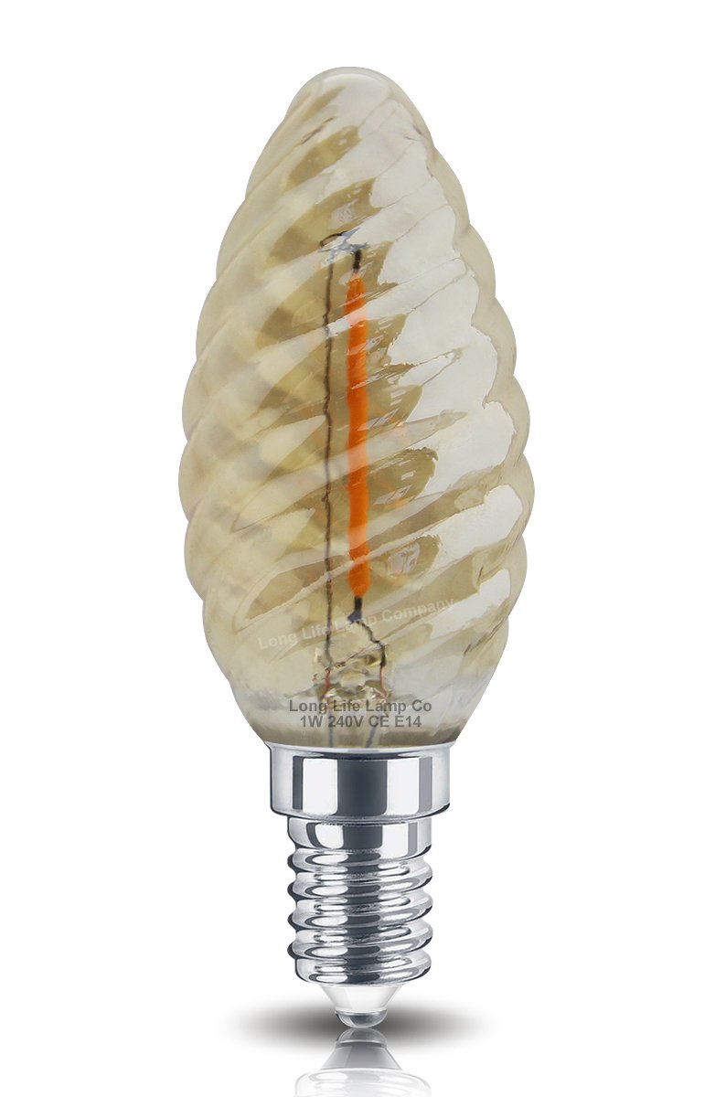 Vintage Retro Twisted LED Candle Light Bulb Edison Filament Style 1W ...