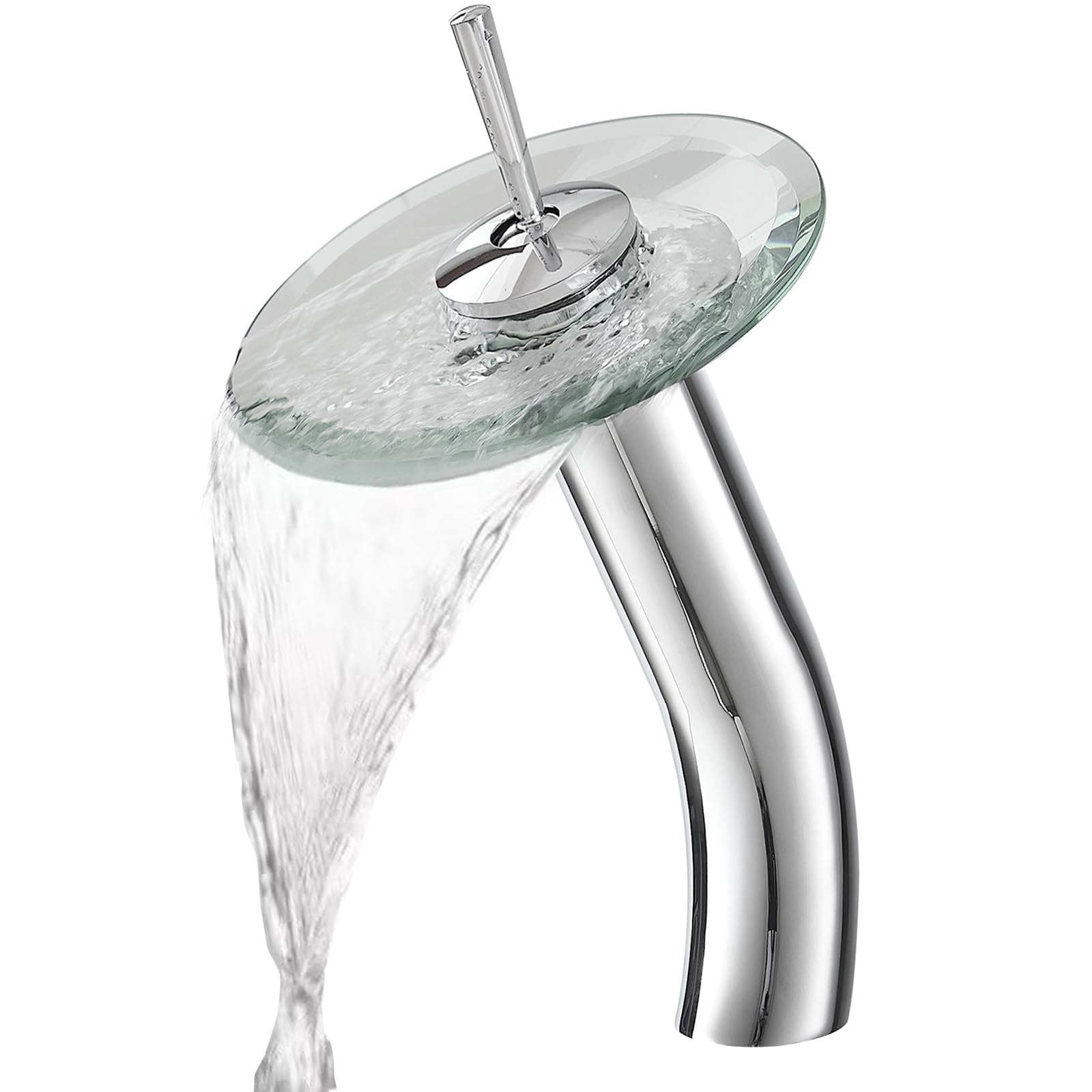 BWE Vessel Sink Faucet Waterfall Bathroom Faucet Glass Tall Body Single ...