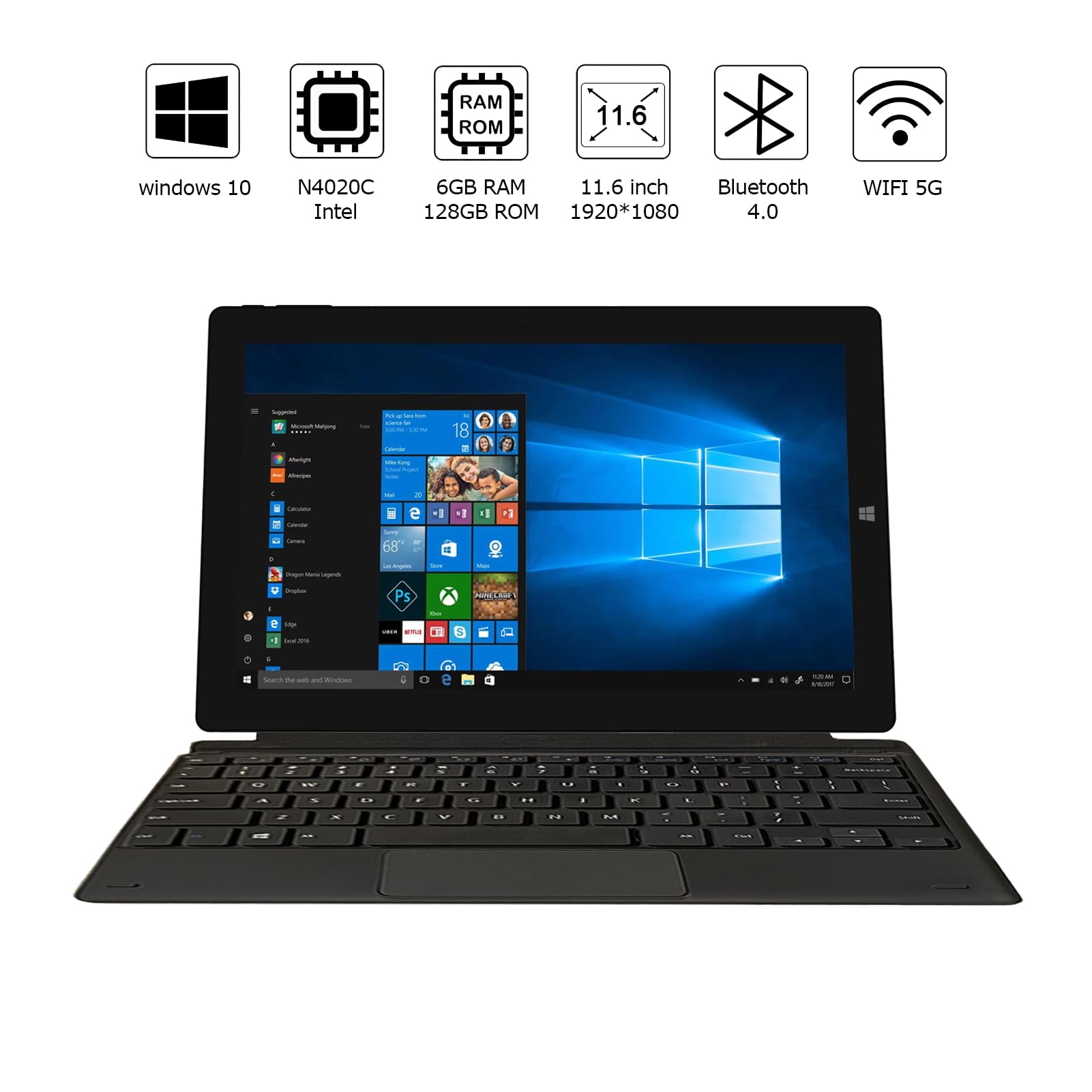 Mua Windows Tablet, 11.6 inch 2-in-1 Tablets Laptops with Removable ...
