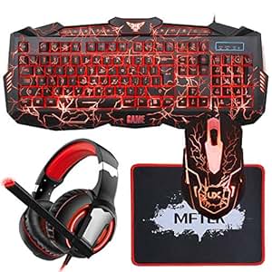 Amazon.com: MFTEK Backlit Wired Gaming Keyboard and Mouse Combo with ...