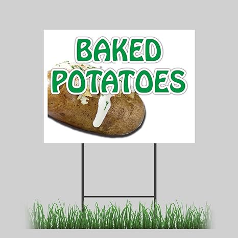 Amazon.com : 18"x24" Baked Potatoes Yard Sign Concession Stand Sign ...