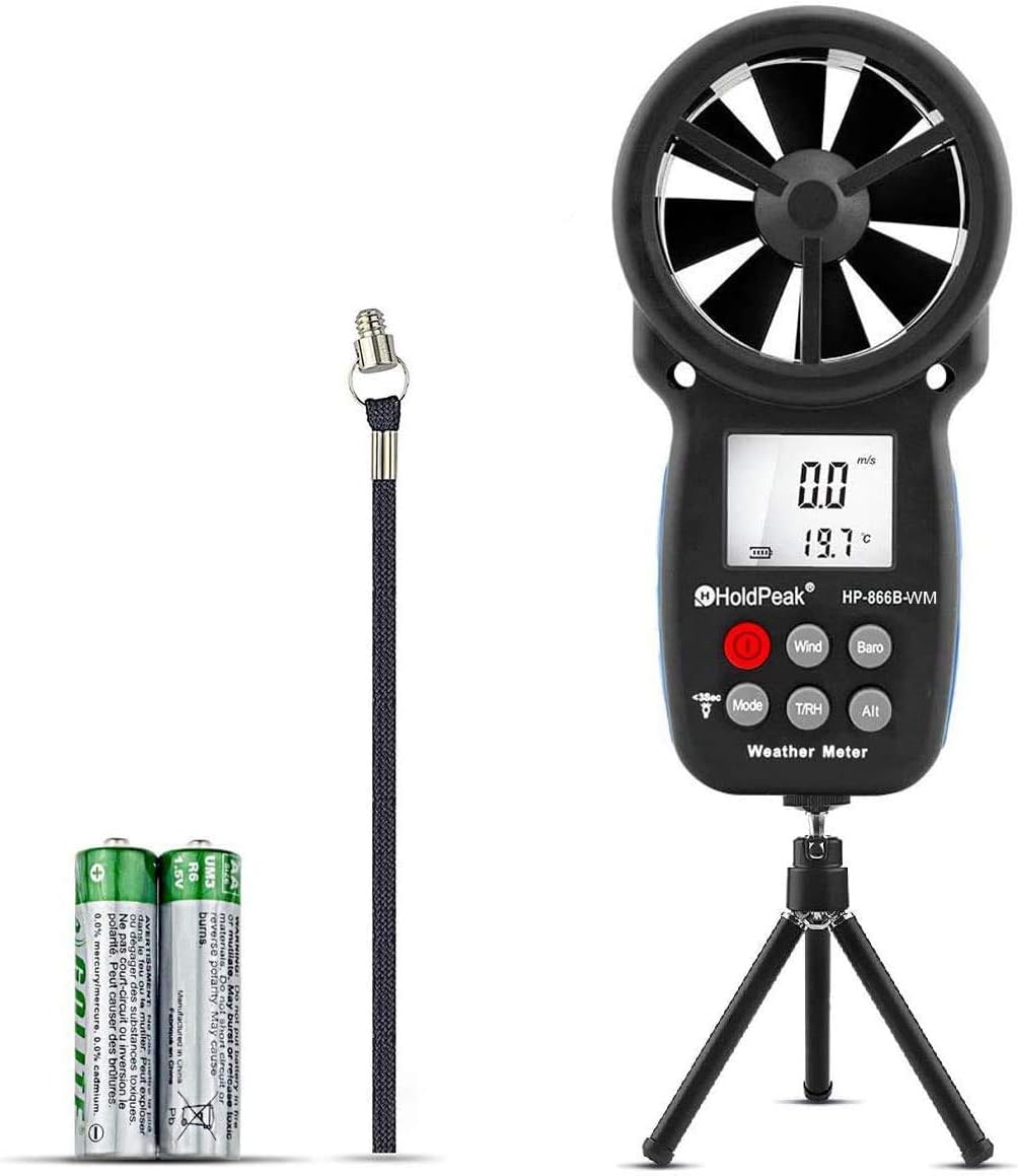 HoldPeak HP-866B-WM Digital Anemometer Handheld LCD Wind Speed Meter ...