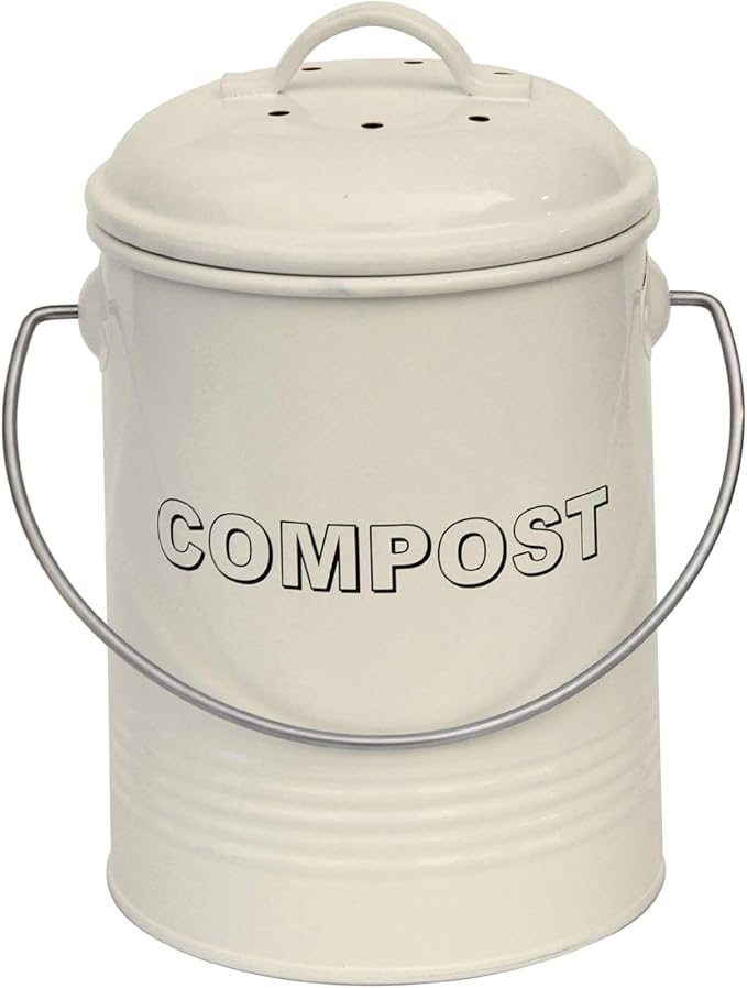 3L 3 Litre Vintage Style Galvanised Compost Food Waste Recycling Bin ...