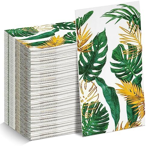 Yaomiao 100 Pieces Tropical Napkins Bulk Palm Leaf Paper Bathroom Hand ...