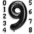 Amazon.com: AULE 40 Inch Big Black 9 Balloon Number Large Foil Helium ...