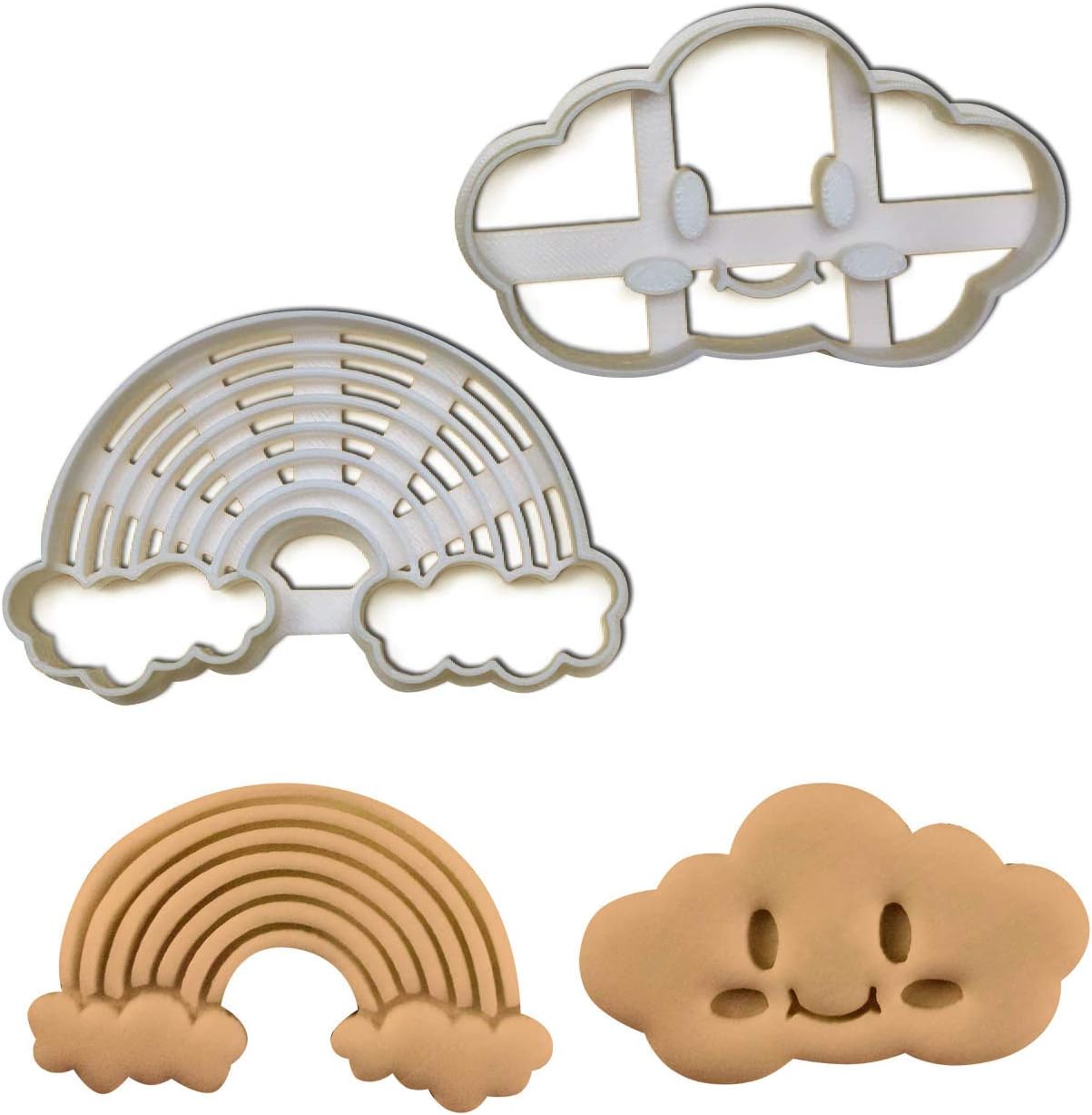 Set of 2 Rainbow Cookie Cutters (Designs: Kawaii Cloud and Rainbow), 2 ...