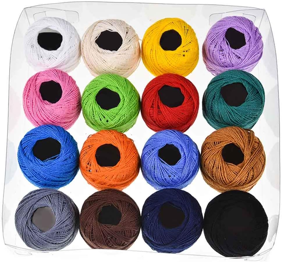 Wuxi Chuannan - Set di 16 gomitoli di Filo di Cotone per Ricamo a Punto ...