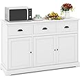 DORTALA Kitchen Buffet Sideboard, Wood Storage Cabinet with 3 Drawers ...