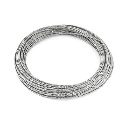 uxcell 1.5mm Dia. 7x7 25M Length Stainless Steel Wire Rope Cable for ...