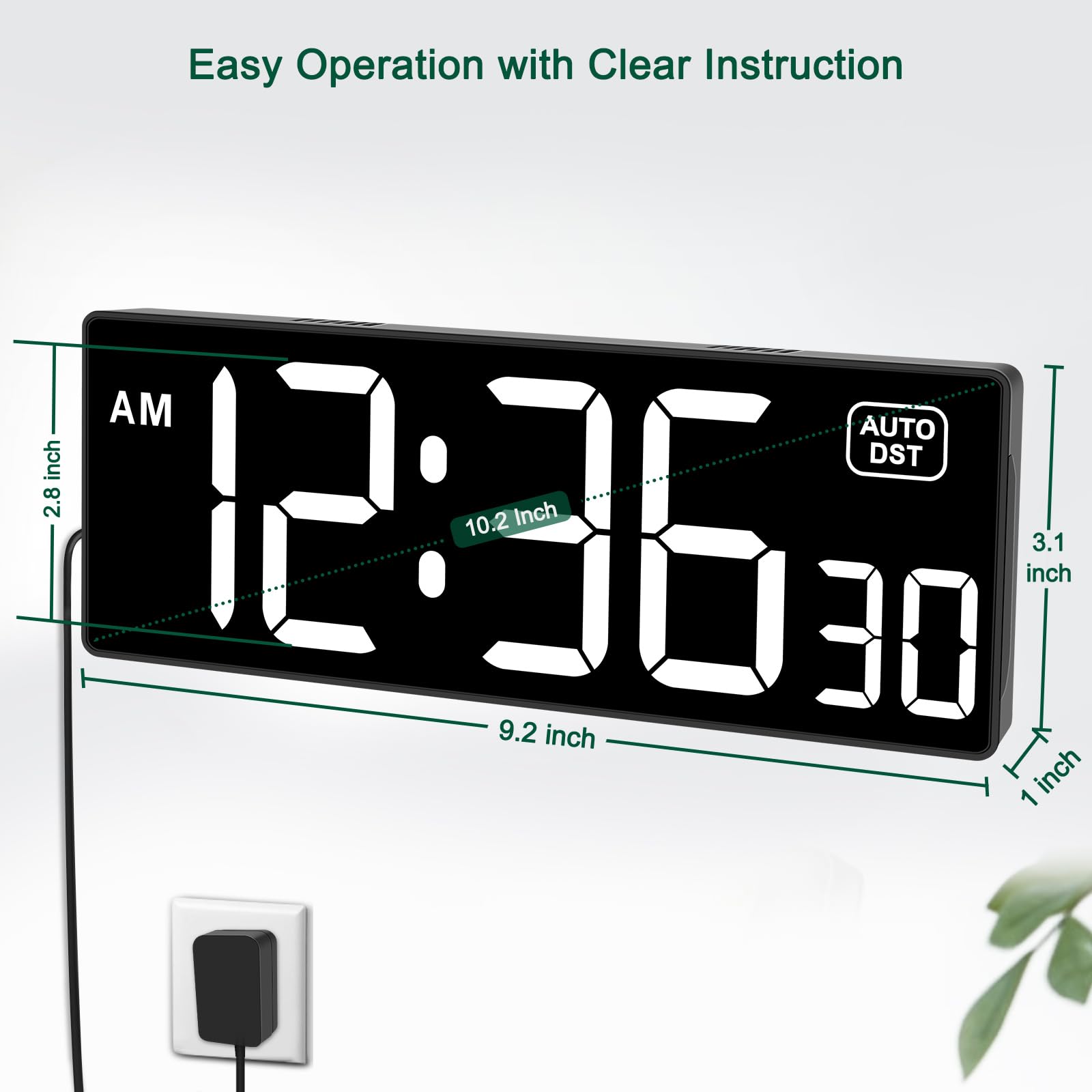 Mua LED Digital Wall Clock with Seconds, Electric Clock Plug Auto DST ...