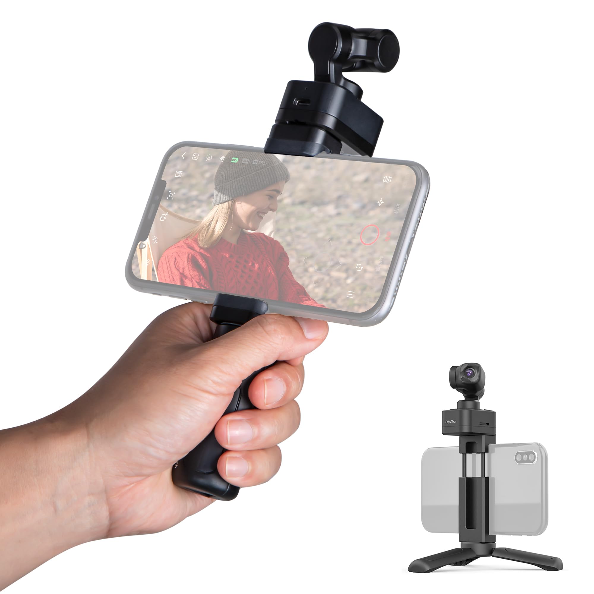 Feiyu Pocket 3 Handheld 4K Camera with 3-Axis Gimbal Stabilizer for ...