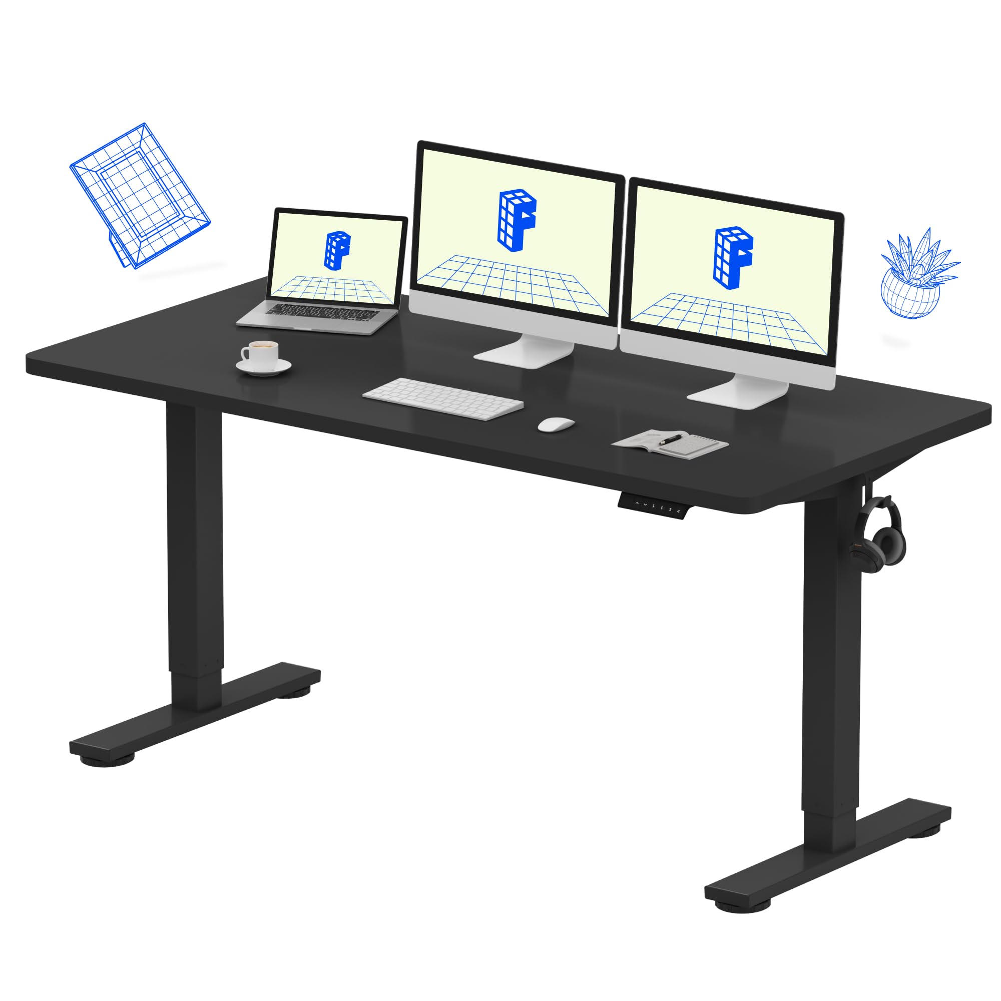 FLEXISPOT EN1 Whole Piece Standing Desk, 60 x 24 Inches Height ...