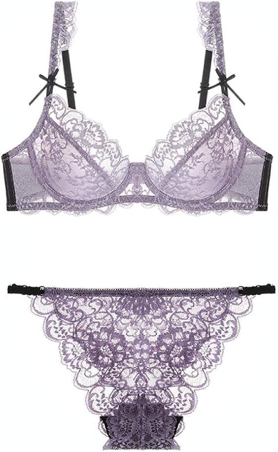 Sostén Conjunto De Sujetador Sexy De Encaje Transparente Ultrafino con Exquisito Patrón De ...