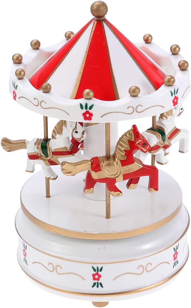 Amazon.com: Vosarea Wooden Carousel Music Box Wooden Decorative Toy ...