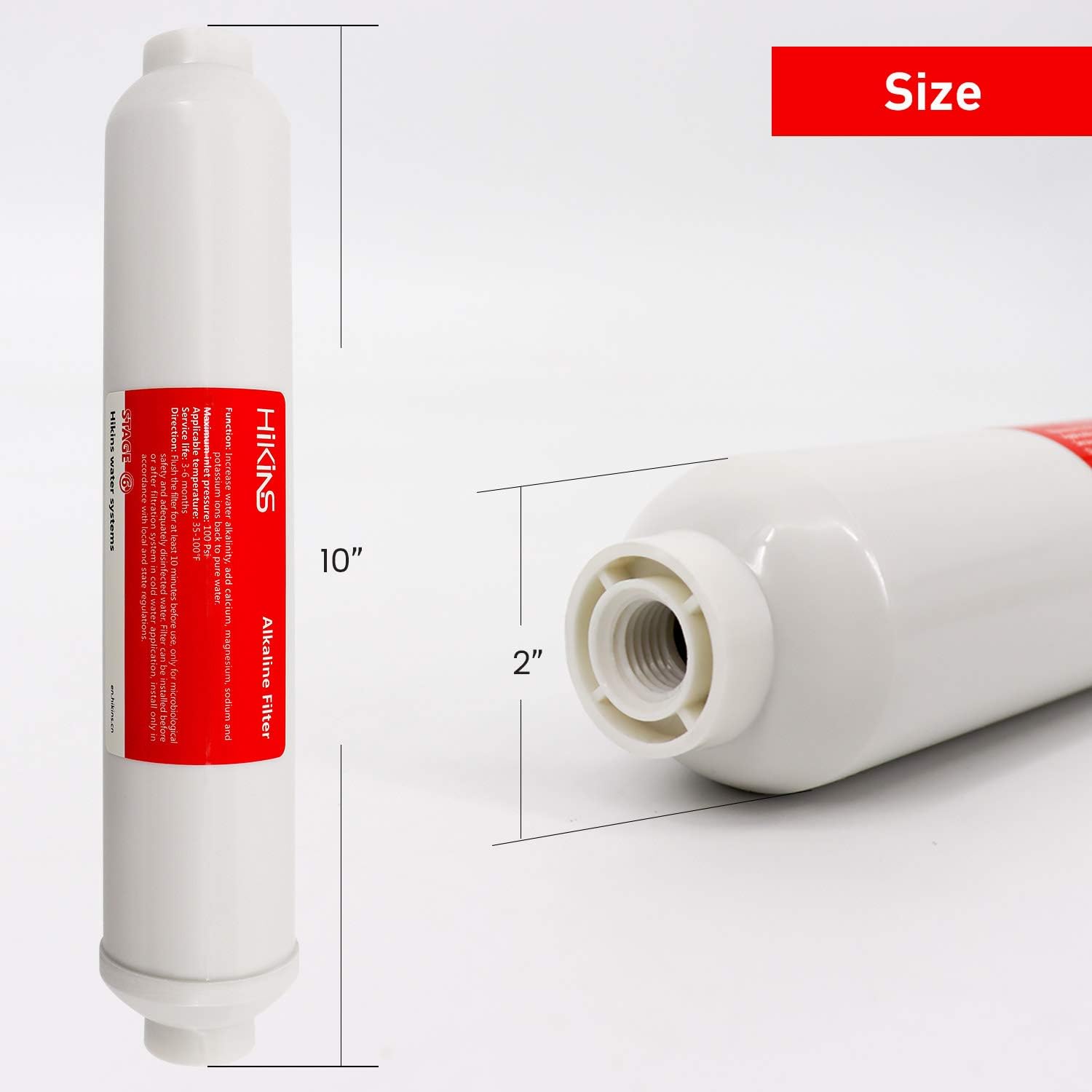 HIKINS 10” Alkaline Replacement Filter Cartridge PH+ with Mineralized ...