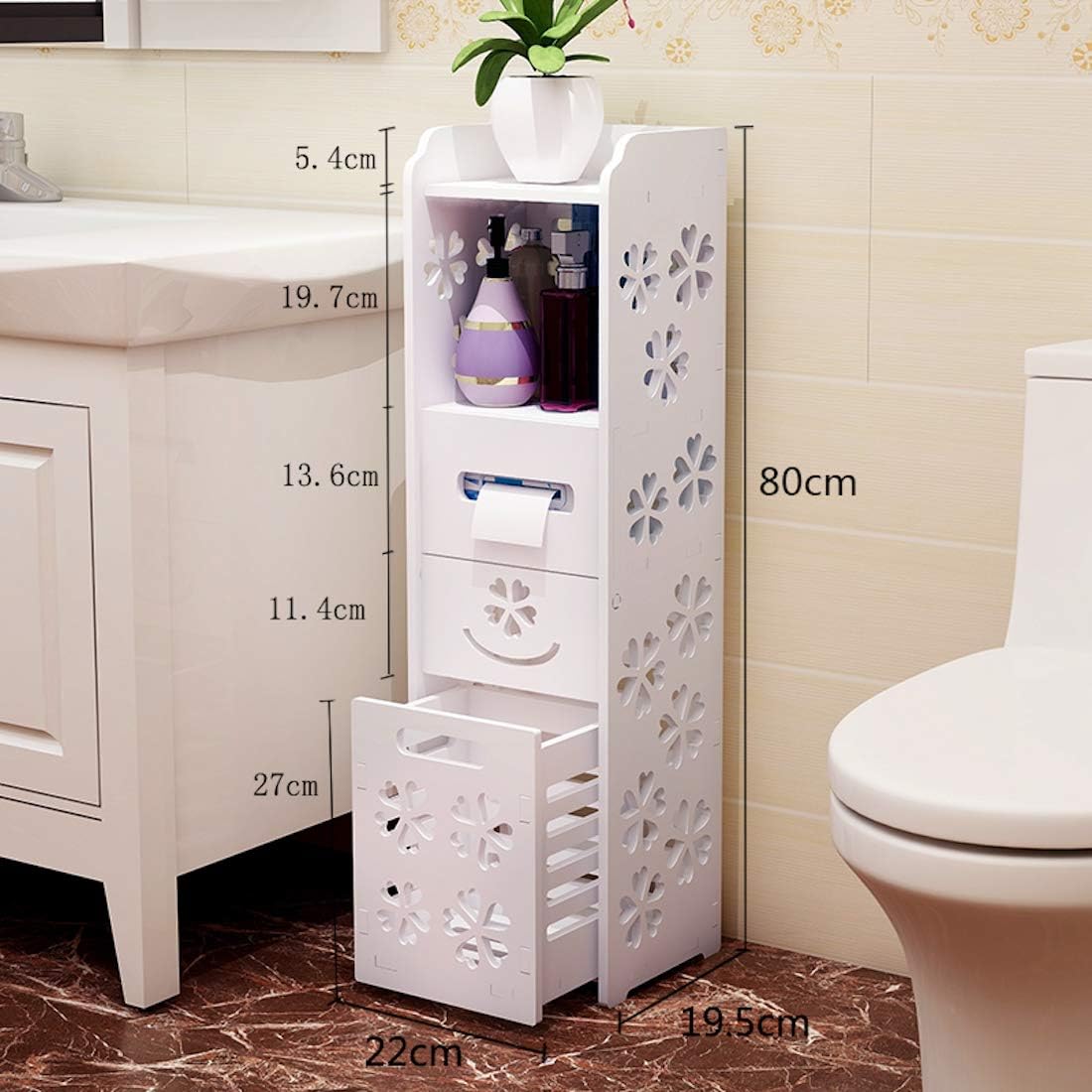 MTHomes Modern Bathroom Cabinet Shelf Cupboard Storage Toilet Roll Unit ...