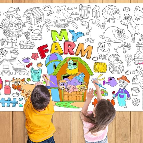 RCFFDL Giant Coloring Poster, 35 x 72 Inch Farm Animal Activity Drawing ...