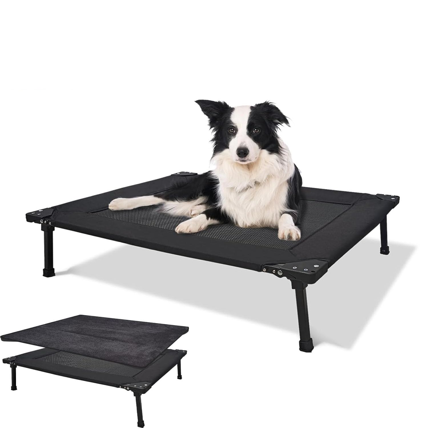 Pozico Elevated Outdoor Dog Bed - Foldable Cooling Dog Cot with Metal ...