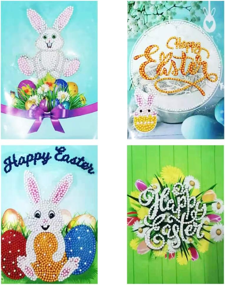Amazon.com: Easter Greeting Cards with Envelopes- 4 Pack 5D DIY Diamond ...