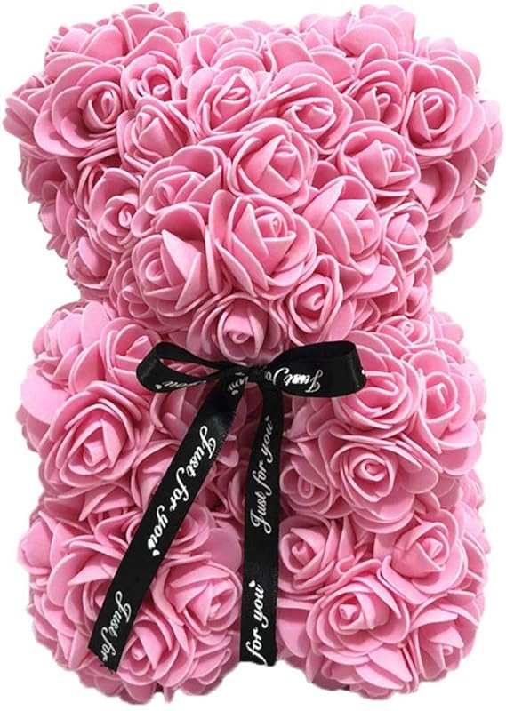 SH-Flying rose bear - nounours rose artificiel, fleur éternelle pour l ...