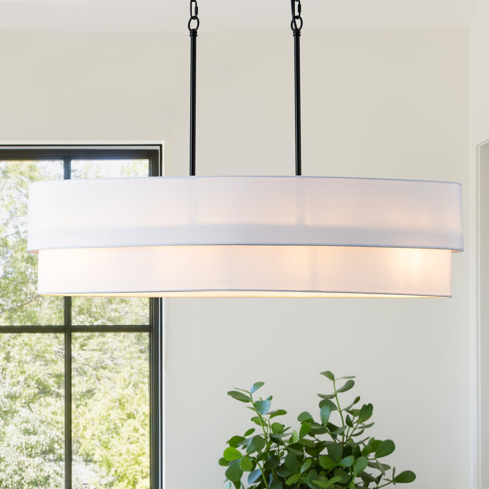DWLGIGH 33.4" Modern Dining Room Chandelier, 4-Light Linear Chandelier ...