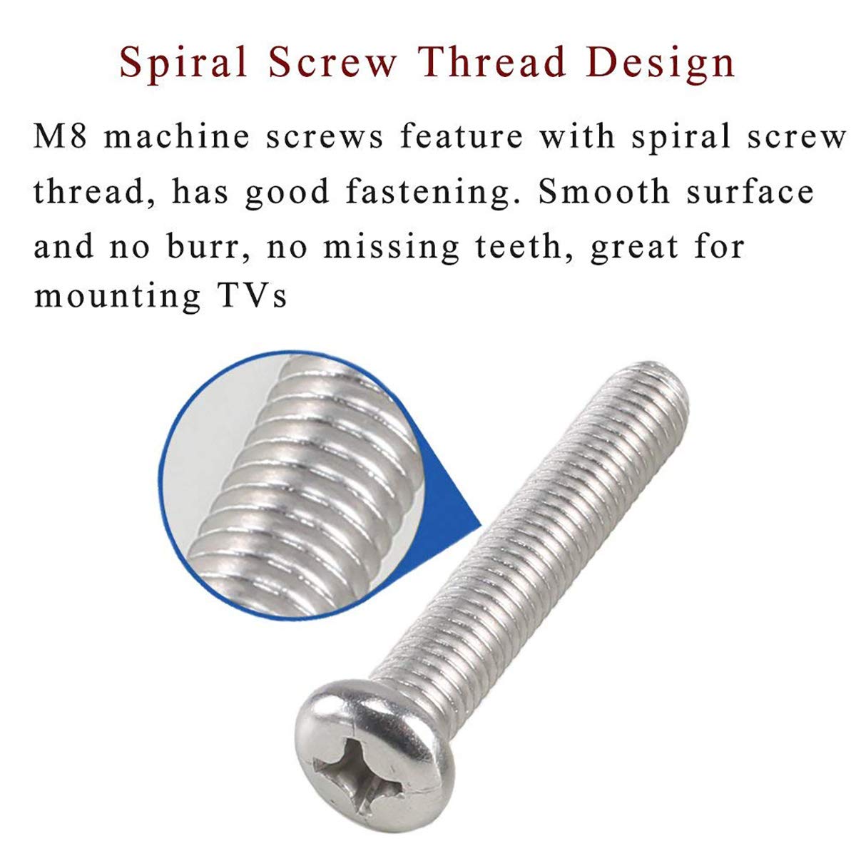 Fasteners Zinc Plated Finish M8-1.25 40mm 304 Stainless Steel Cross ...