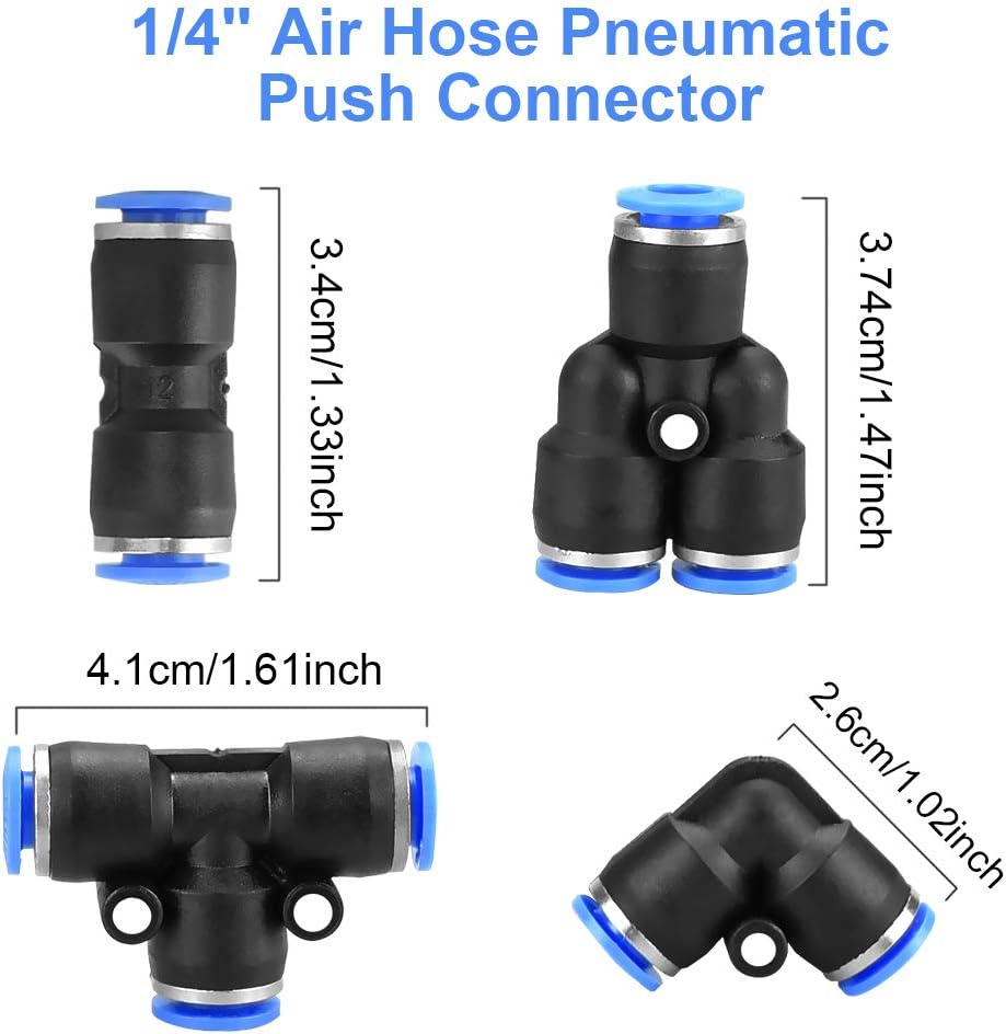KLYNGTSK 40 PCS 6mm Air Fittings Air Hose Pneumatic Plastic Push ...