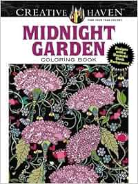 Creative Haven Midnight Garden Coloring Book: Heart & Flower Designs on ...