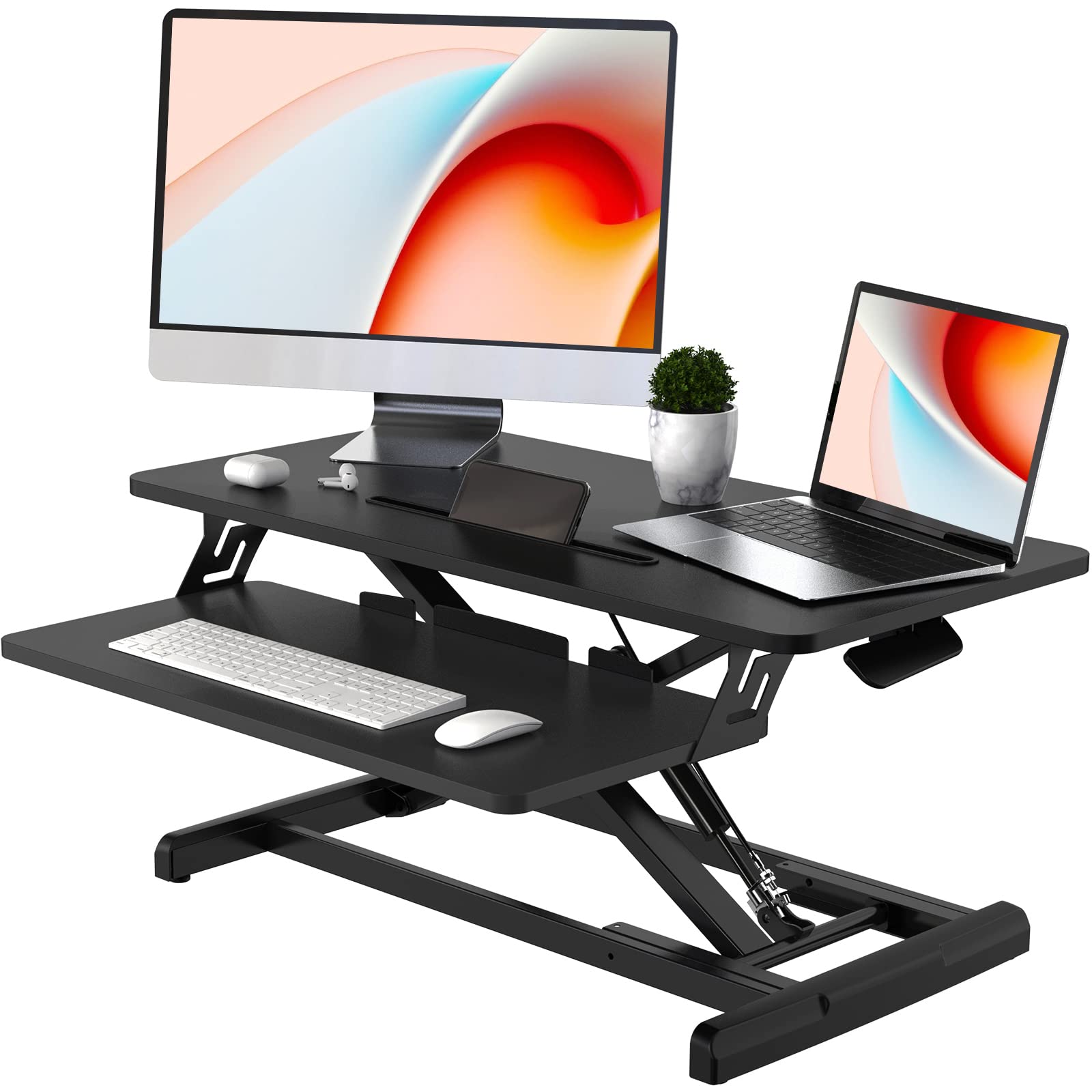 Mua Standing Desk Converter, 32" Wide Height Adjustable Sit Stand Up ...