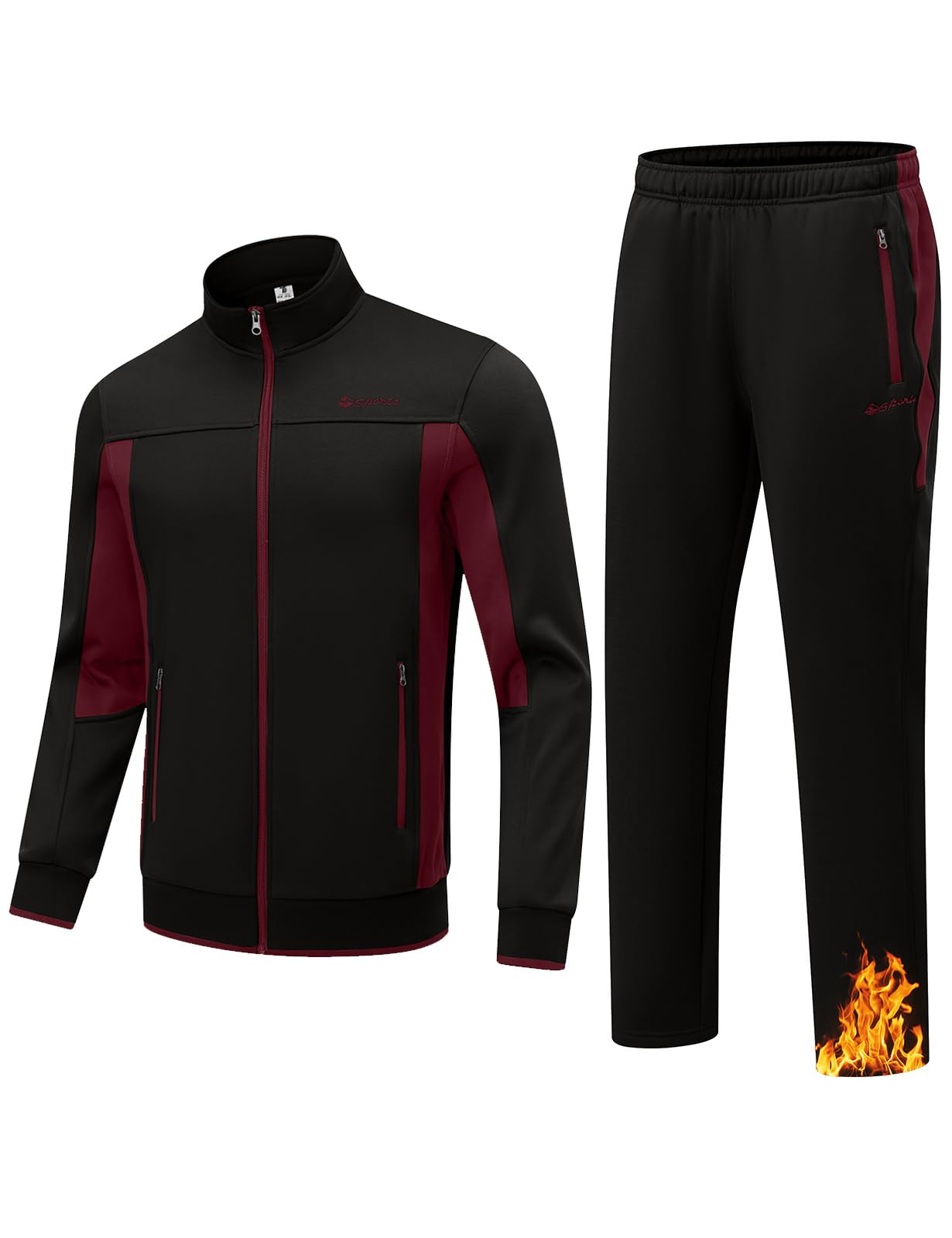 TBMPOY Men's Fleece Lined Tracksuits Sweatsuits 2 Piece Sets Winter ...