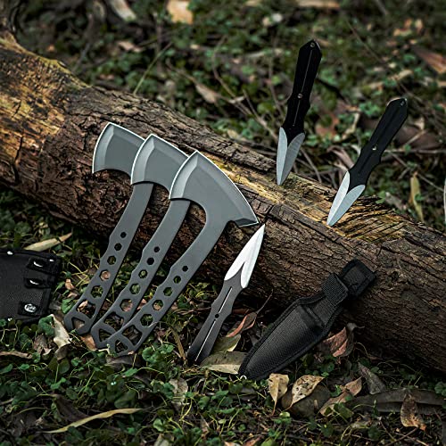 BANORES Hawkeye Throwing Axes and Tomahawks Set with 10 inch Full Tang ...