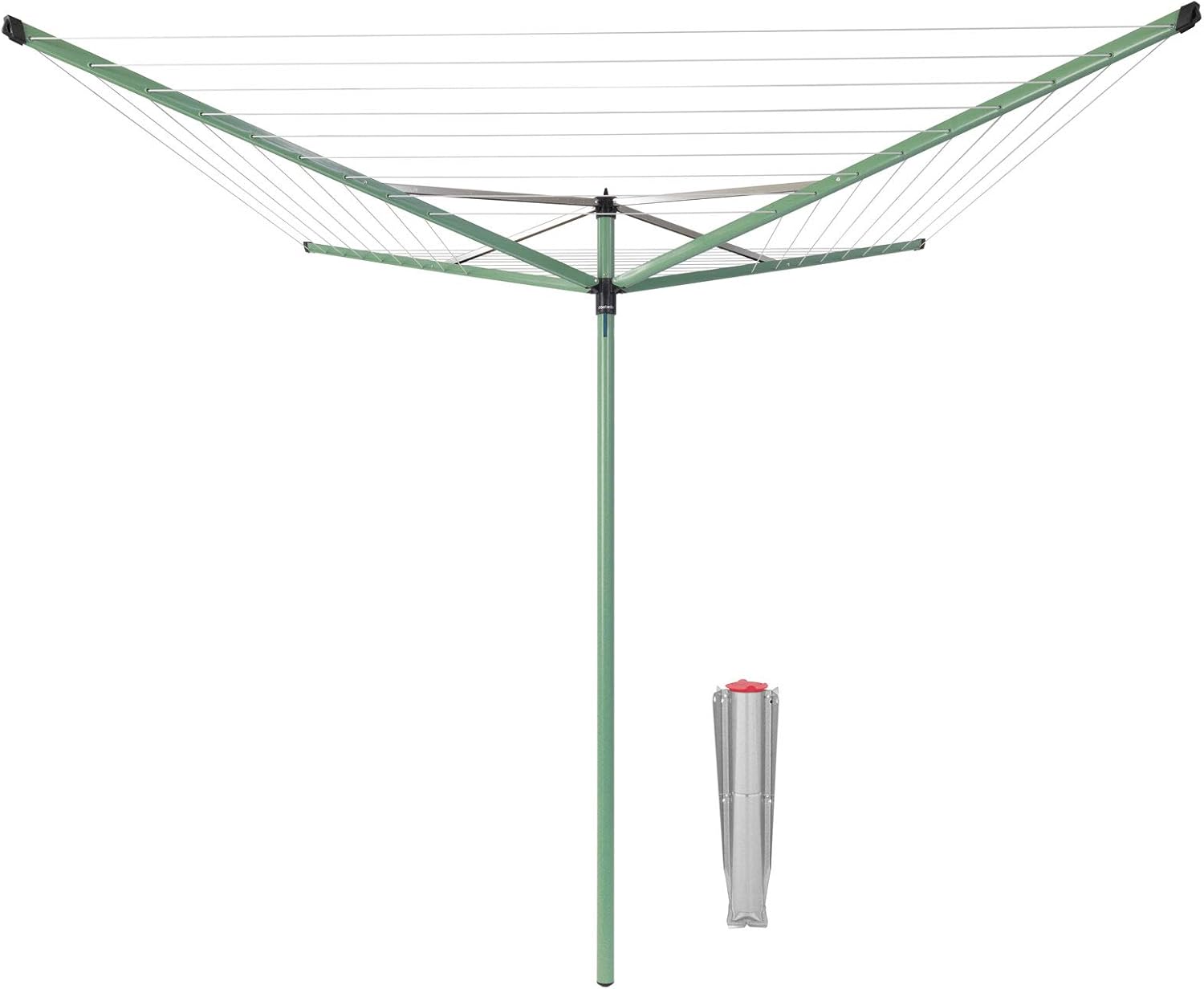 Brabantia Outdoor Rotary Washing Line with Ground Spike, Leaf Green, 50 ...
