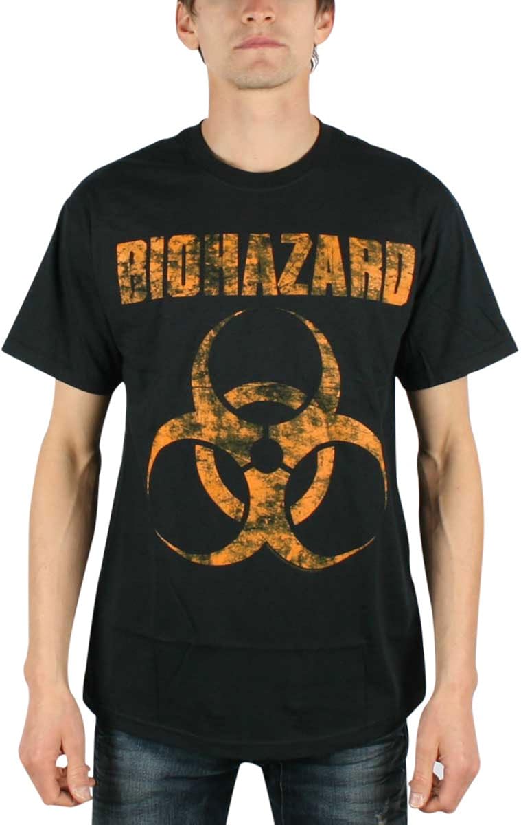 Biohazard - Distressed Logo Mens T-Shirt In Black: Amazon.co.uk: Clothing