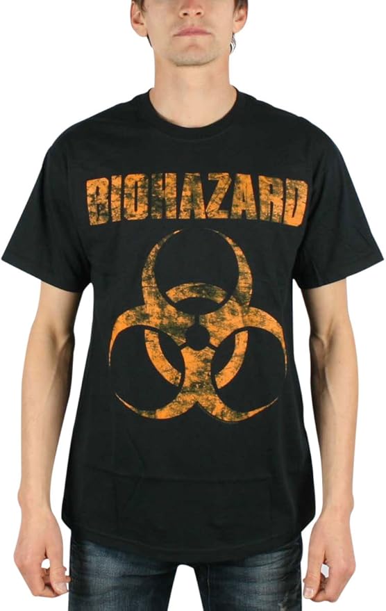 Biohazard - Distressed Logo Mens T-Shirt In Black: Amazon.co.uk: Clothing