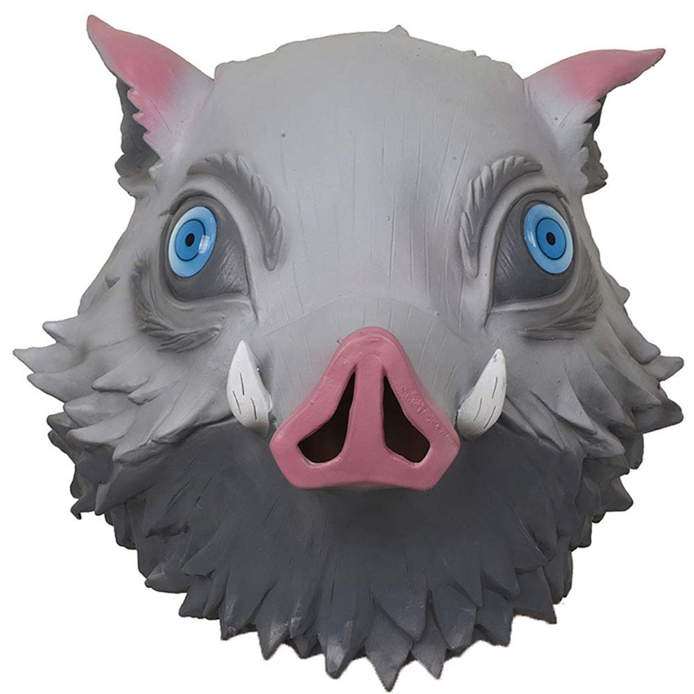 Buy Inosuke Hashibira Mask Boar Cosplay Mask Latex Headgear Plush Mask ...