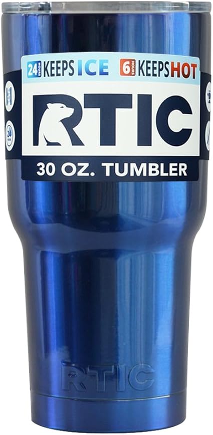 Amazon.com | RTIC Blue Metallic 30 oz Stainless Steel Tumbler Cup ...