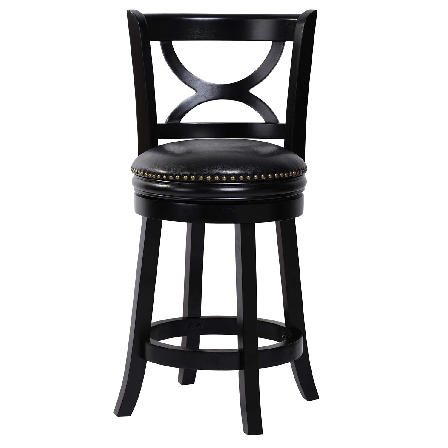 Amoyland Menis Counter Stool with Back , 24-Inch Height Upholstered ...